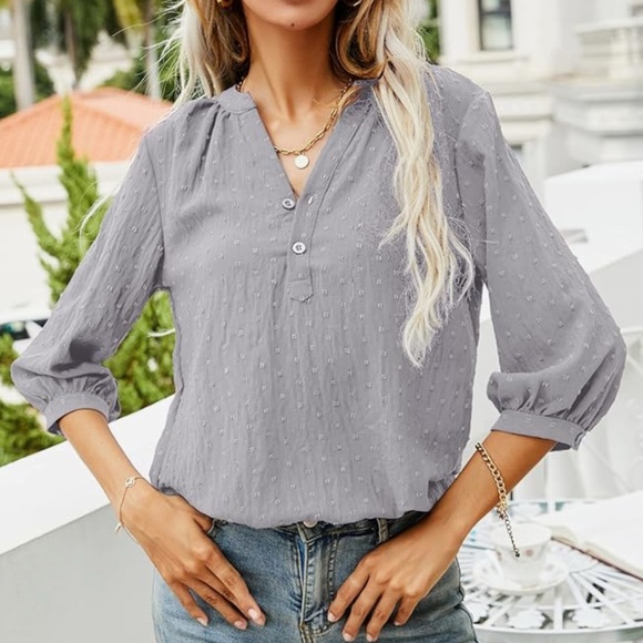 Lomon | Tops | Pretty Gray 34 Sleeve Top By Lomon Xl | Poshmark